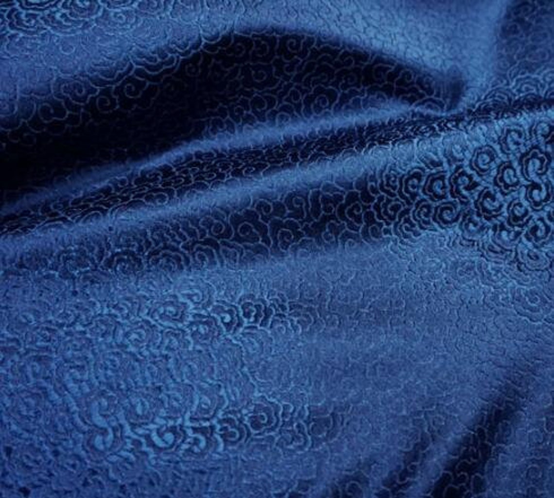 Navy Blue Color Brocade Fabric Jacquard Brocade Fabric by - Etsy