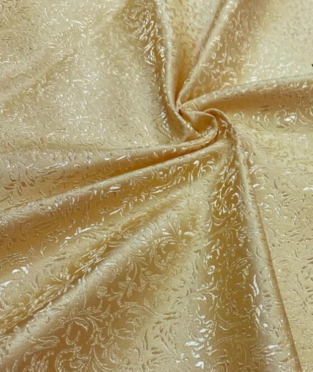 Light Gold Color Brocade Satin Fabric, High-end Nylon Fabric, Jacquard ...