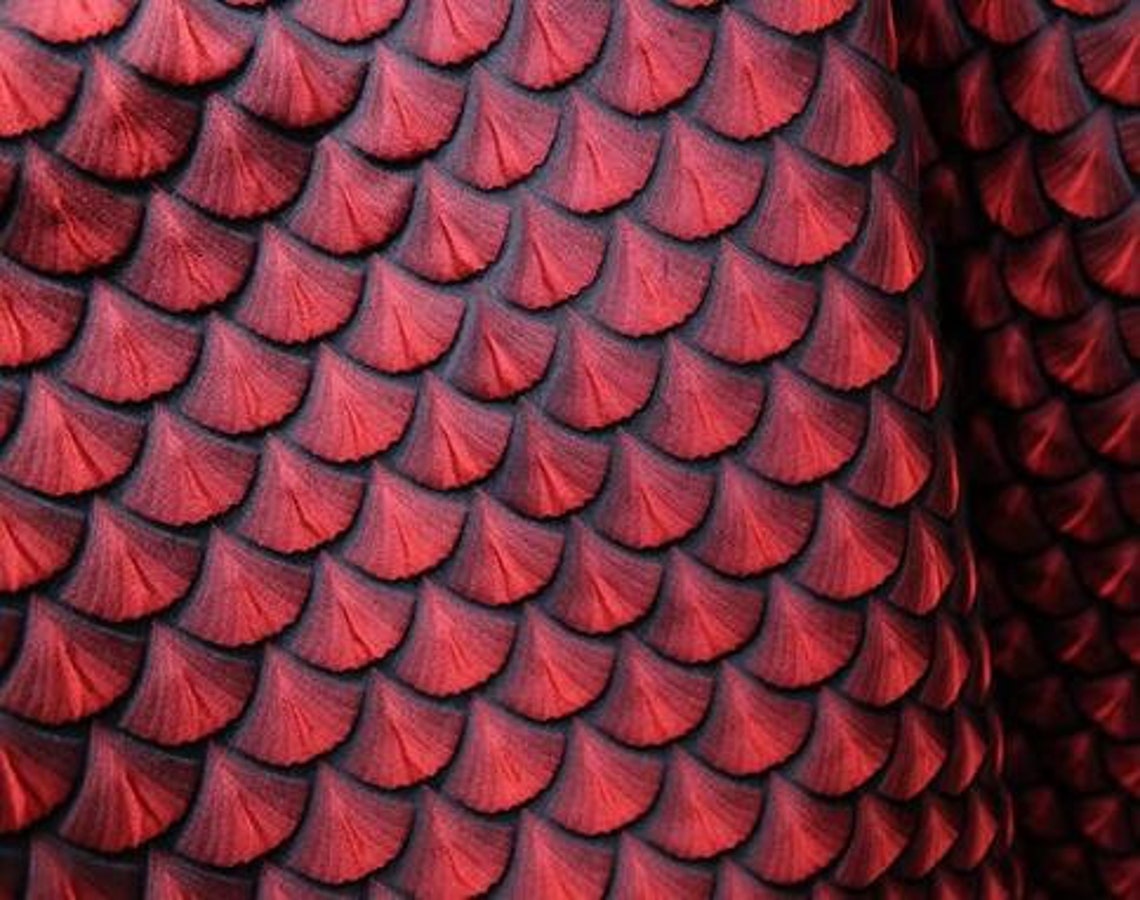 Black Red Jacquard Fabric, Fish Scale Style Jacquard Fabric, Cosplay ...