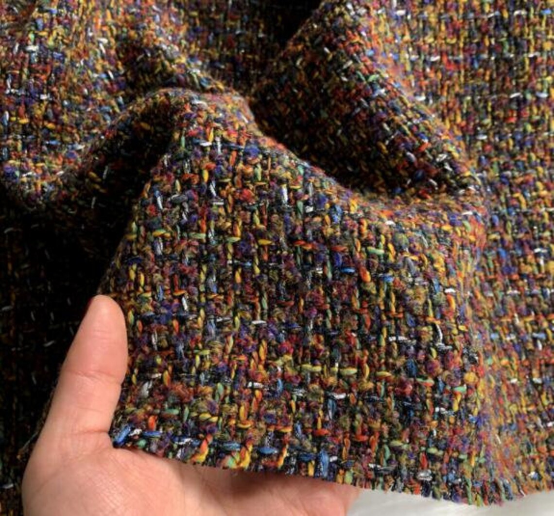 Color tweed fabricAutumn tweed fabric thicken tweed fabric | Etsy