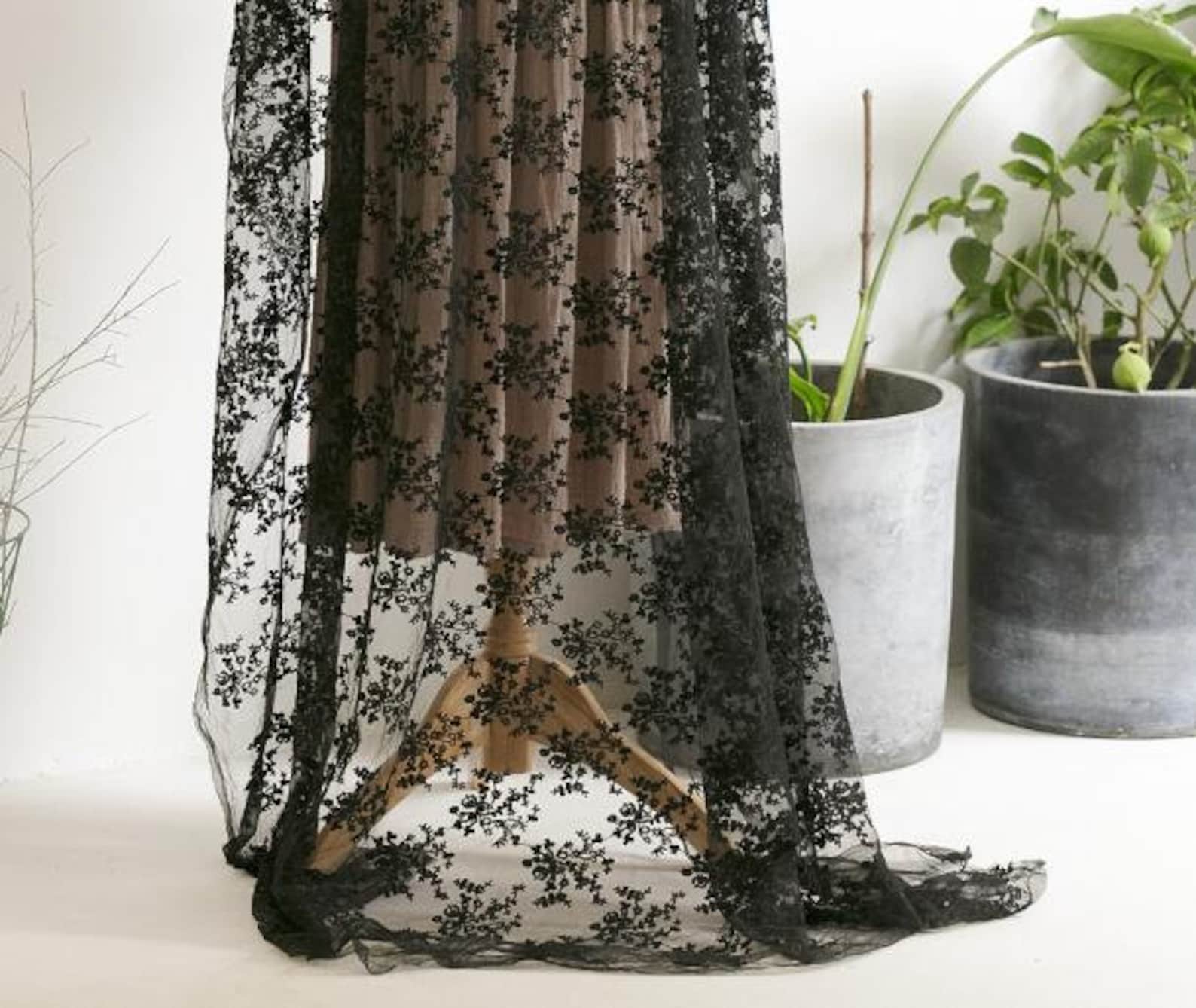 2 Color Soft Mesh Embroidered Fabric, Dark Green/black Color Mesh With ...