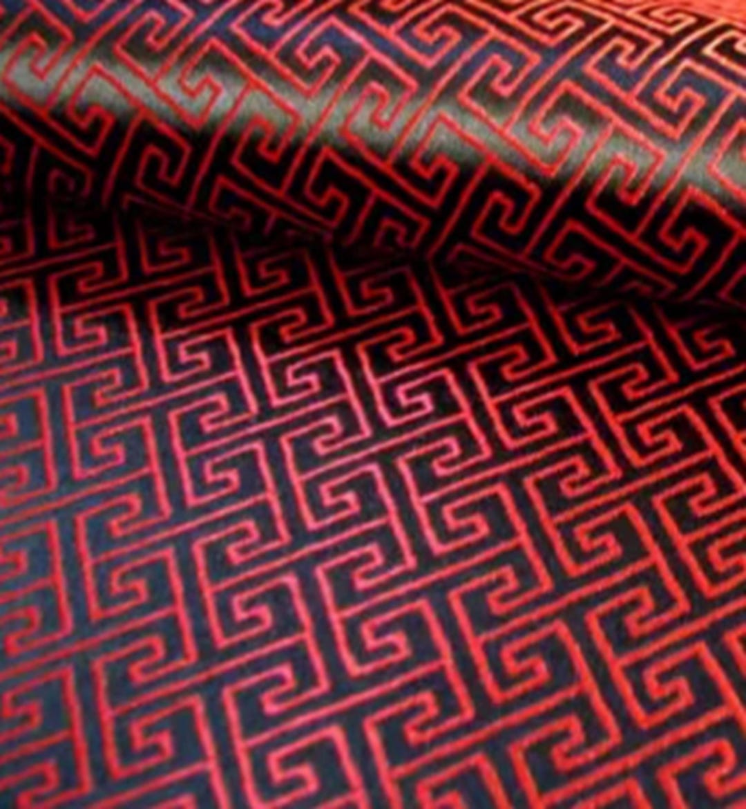 Chinese Traditional Auspicious Patterns Fabric, Black and Red Brocade ...
