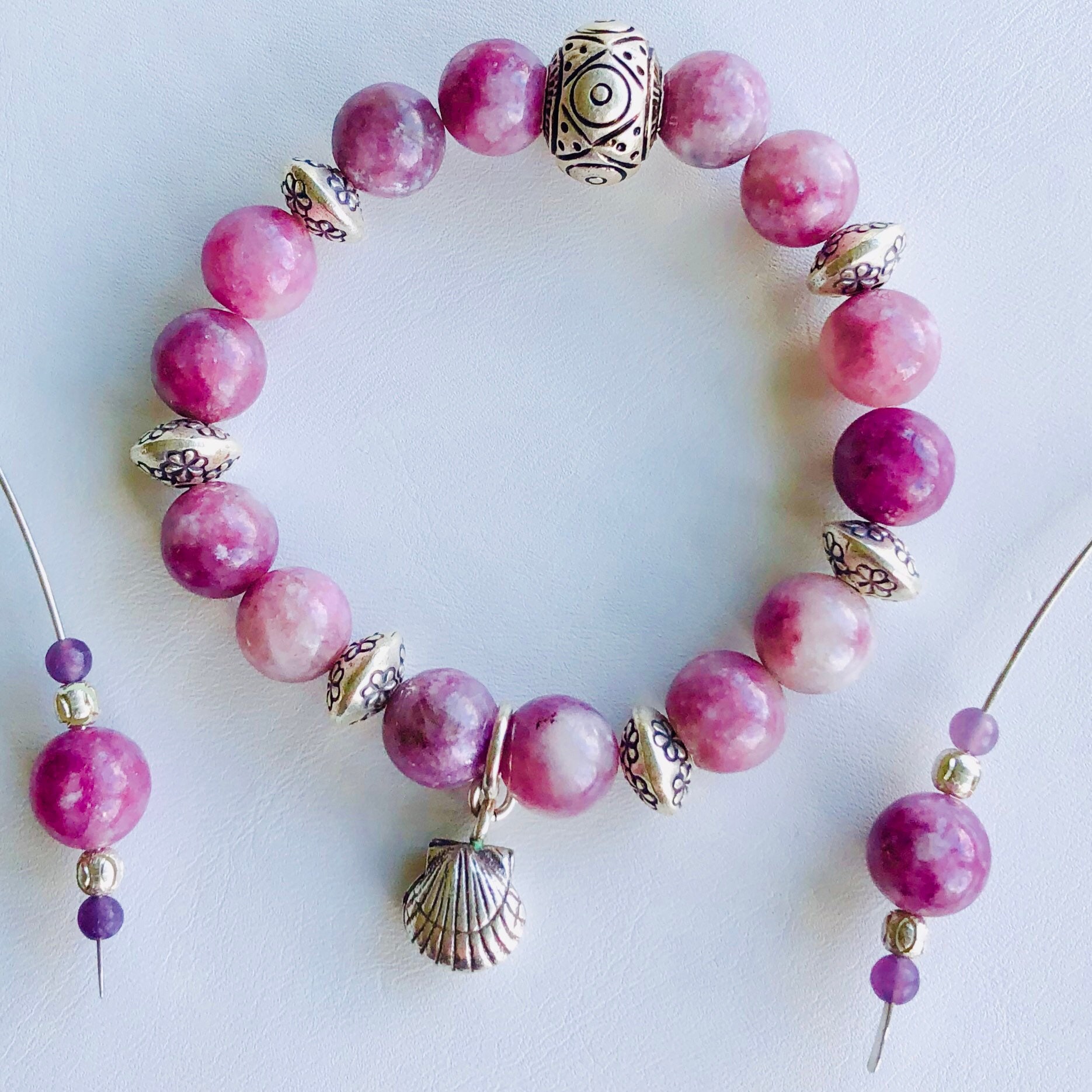 Pink Sand Bracelet Gemstone Bracelet Charm Bracelet Stacking Bracelet ...
