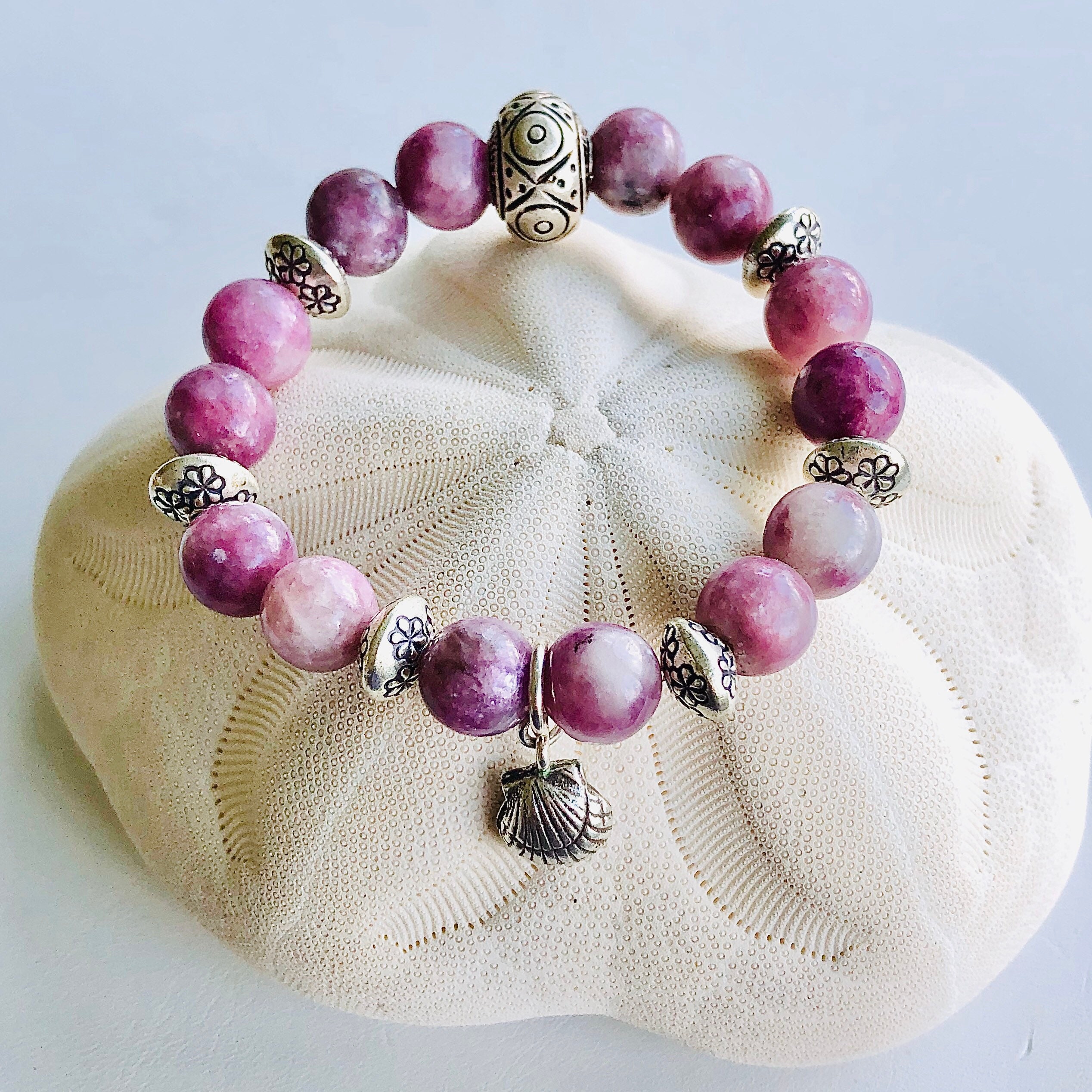 Pink Sand Bracelet Gemstone Bracelet Charm Bracelet Stacking Bracelet ...