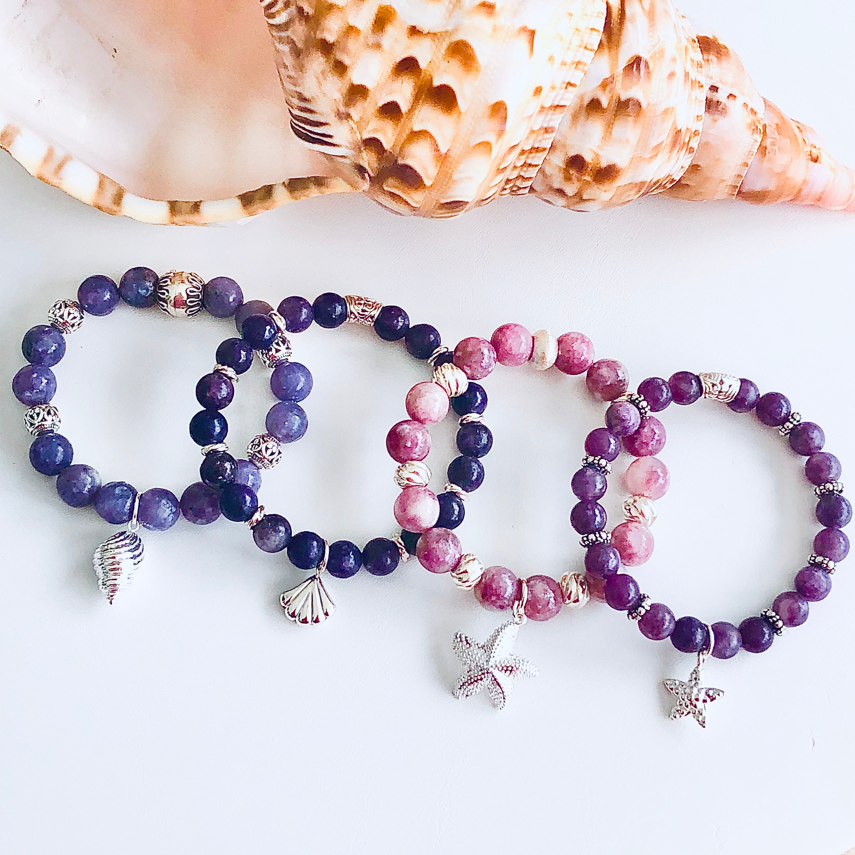 Pink Sand Bracelet Gemstone Bracelet Charm Bracelet Stacking Bracelet ...