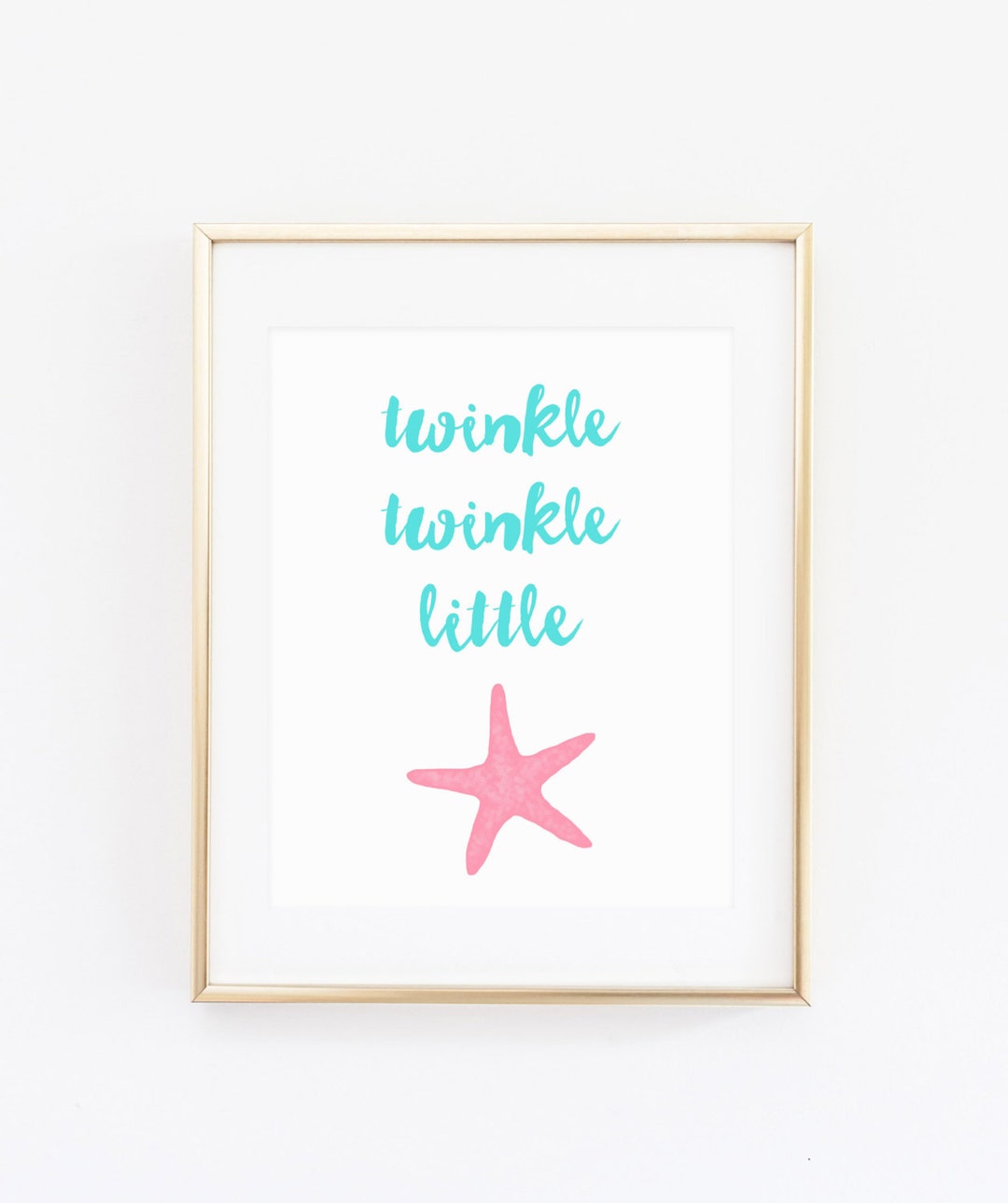 DIGITAL Twinkle Twinkle Little Starfish Wall Art, Aqua Blue & Pink ...