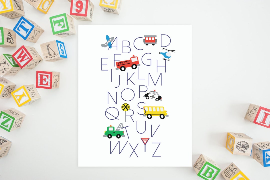 DIGITAL Transportation Car Truck Alphabet Nursery Print, Little Boy ...