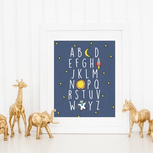 DIGITAL Blue Outer Space Alphabet ABC Nursery Print Alphabet - Etsy