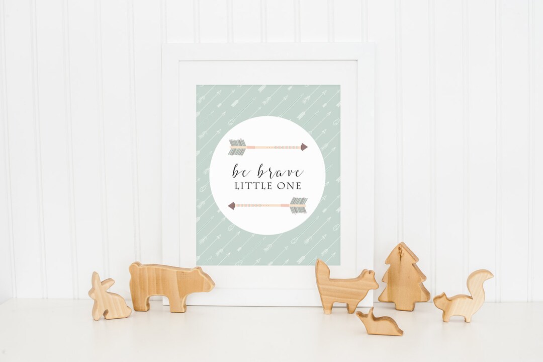 DIGITAL Be Brave Little One Nursery Print, Tribal Wall Decor, Blue Baby ...