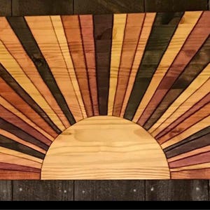 16"x48" Sunset. Each Finished Wall Art is Unique. Various Wood Stains ...