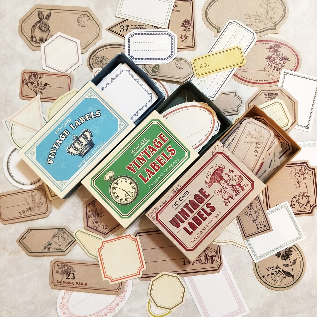 60 Pcs Vintage Style Frame Label Bujo Planner Sticker, Matches Box ...