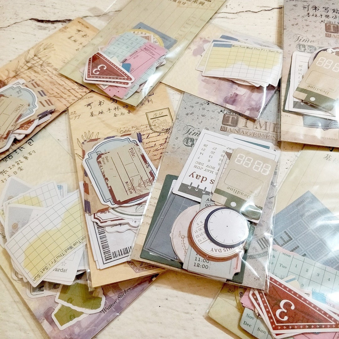 45 Pcs Writable Vintage Style Sticker, Retro Sticker, Scrapbook ...