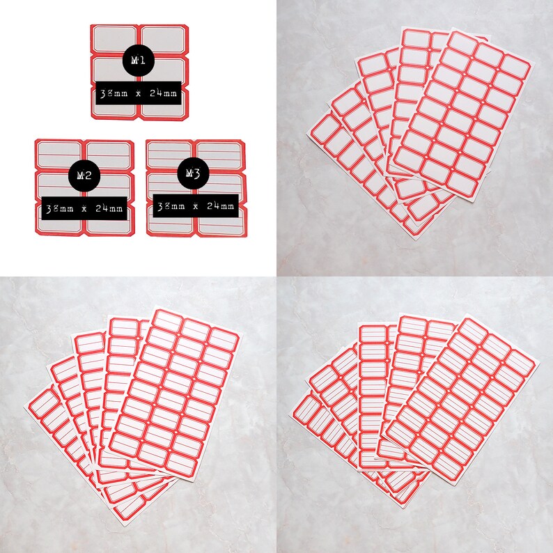 10 Sheets Retro Vintage Style Red Border Sticker, Red Frame Label ...