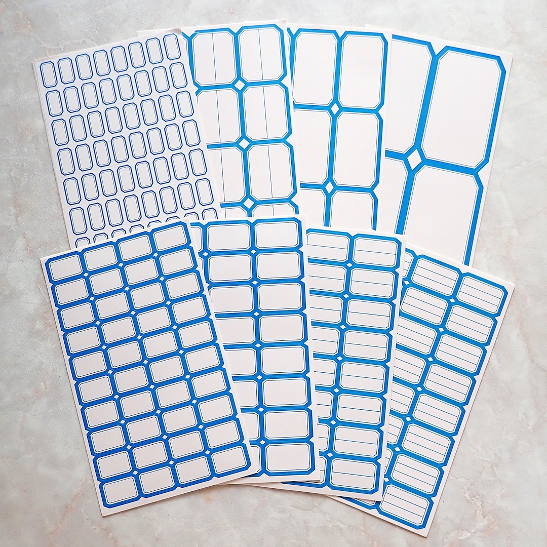 10 Sheets Retro Vintage Style Blue Border Sticker, Blue Frame Label ...