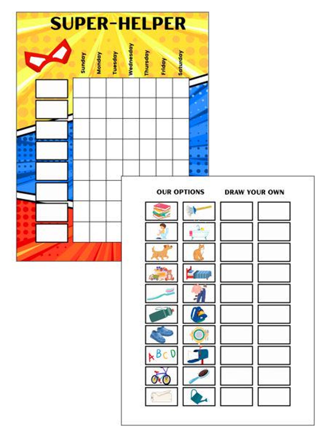 Toddler Chore Chart - Superhero - Etsy