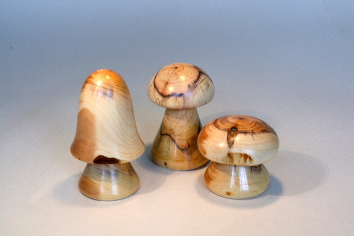 Handcrafted Yew Wood Toadstools set of 3 ref 242 - Etsy