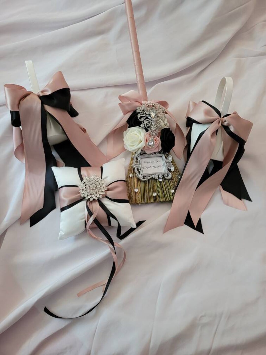 Made to Order Jumping Broom With Name Plate Ring Pillow and - Etsy