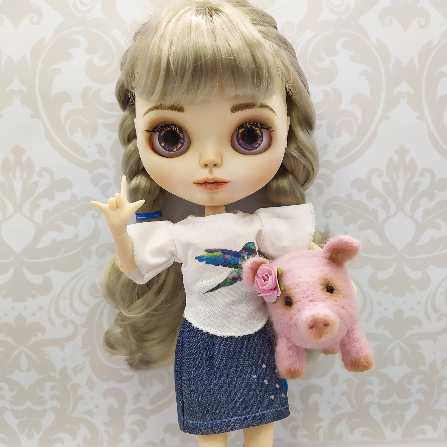 Stuffed Piglet Miniature Pig Figurine Plush Piggy Toy Pet for Blythe ...