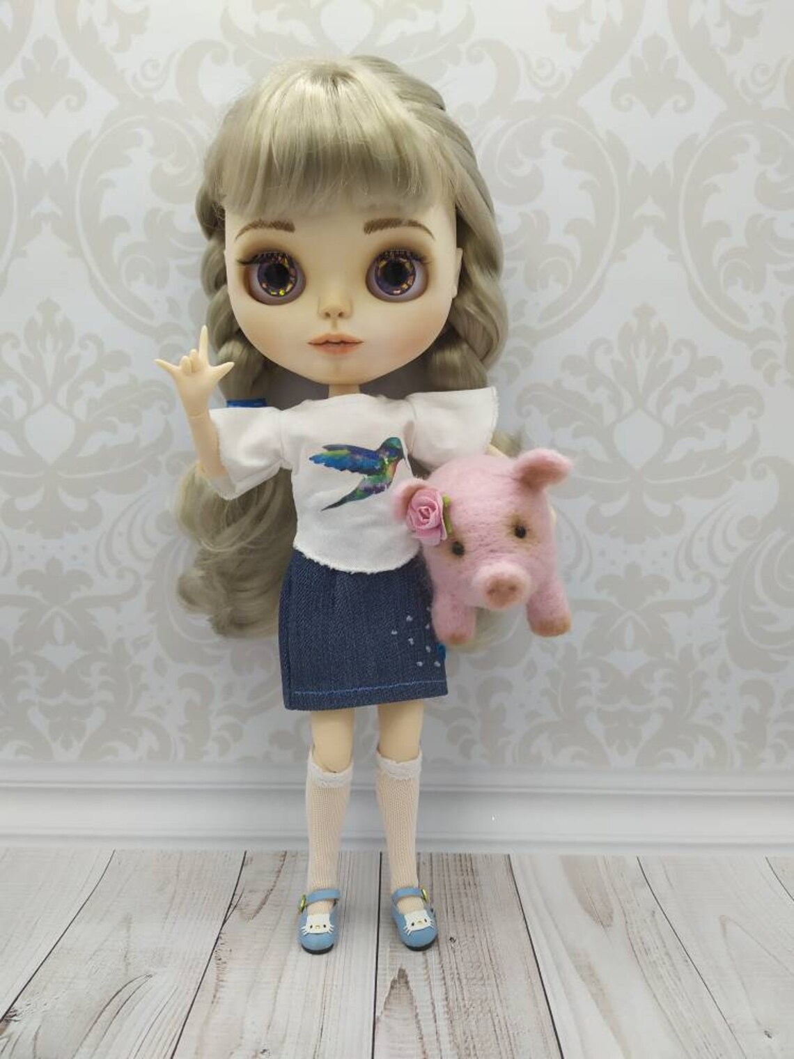Stuffed Piglet Miniature Pig Figurine Plush Piggy Toy Pet for Blythe ...