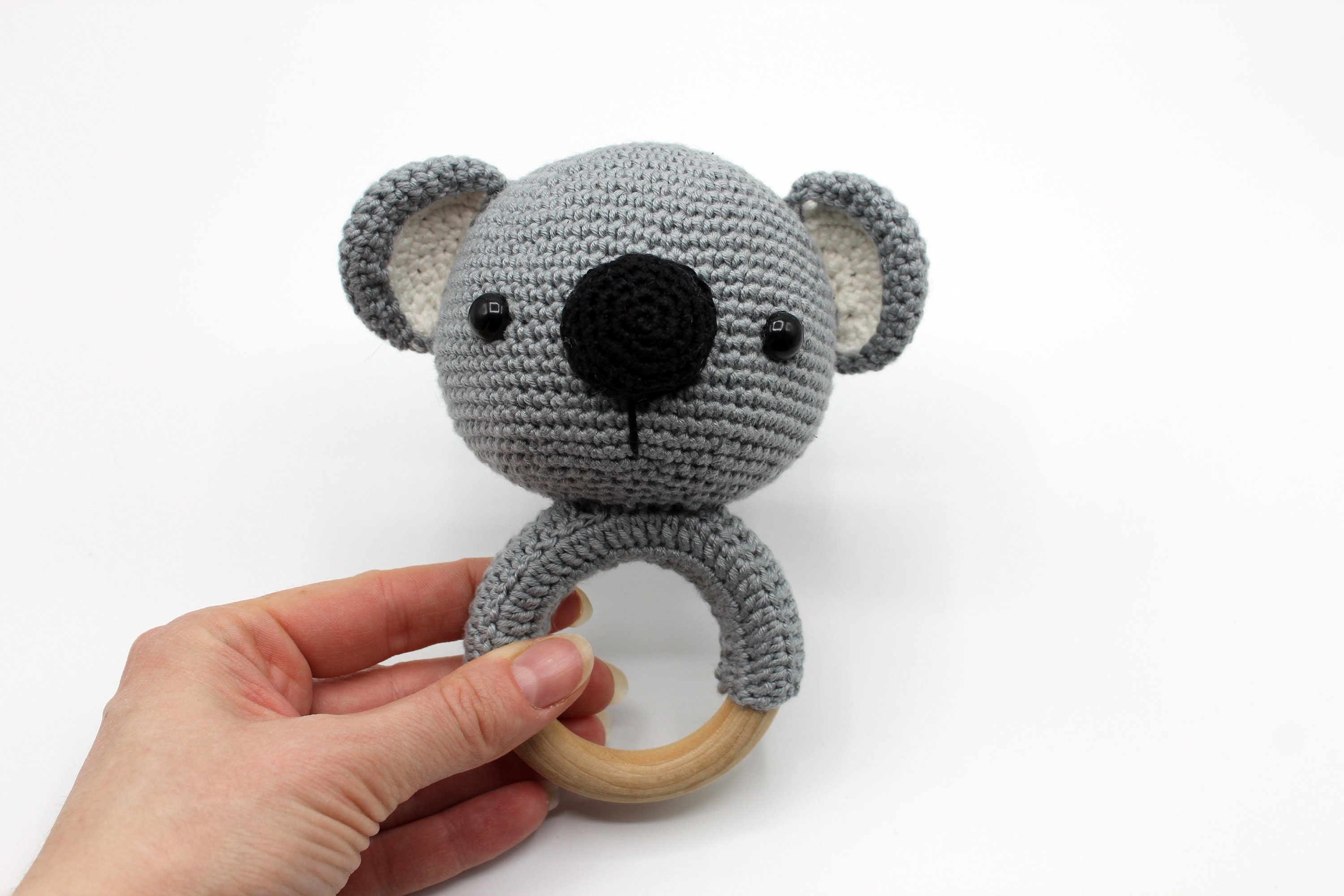 Baby Rattles Koala Toy Wooden New Baby Gift Organic Rattle Natural Toy ...