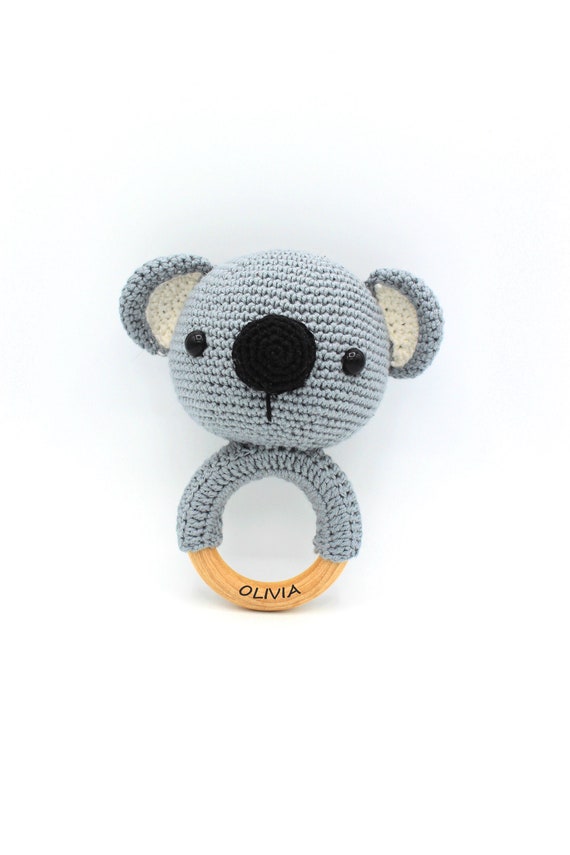 Baby rattles koala toy Wooden new baby gift Organic rattle | Etsy