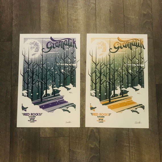 XLUSIV Gramatik Poster Screen Print Red Rocks 2015 - Etsy Denmark