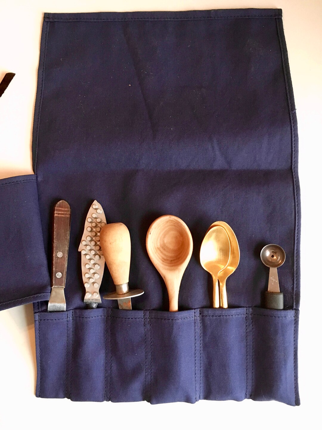 Canvas Spoon & Knife Roll: Small Chef's Tool Organizer - Etsy
