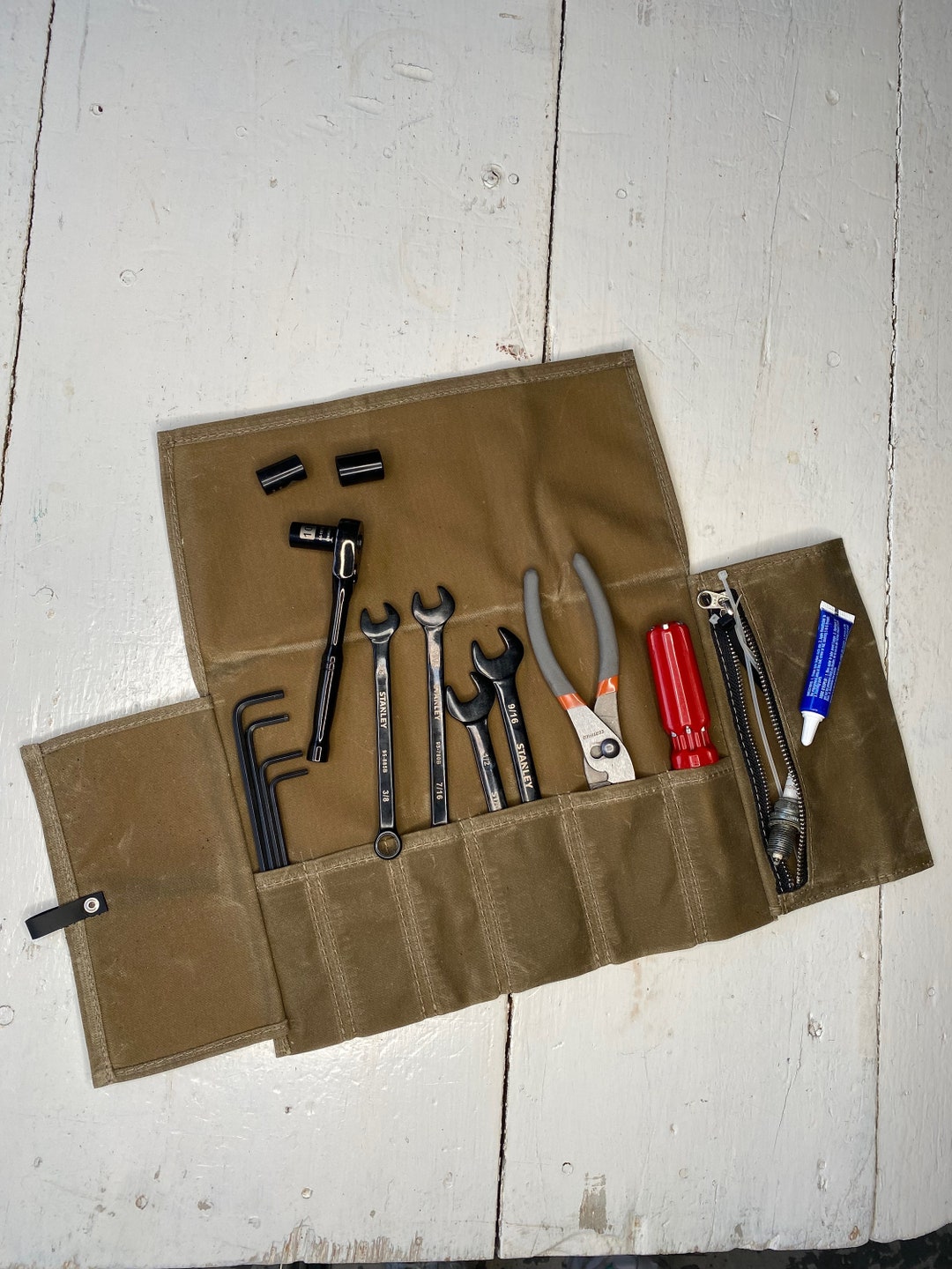 Tan Waxed Canvas Tool Bag/ Motorcycle Tool Roll - Etsy