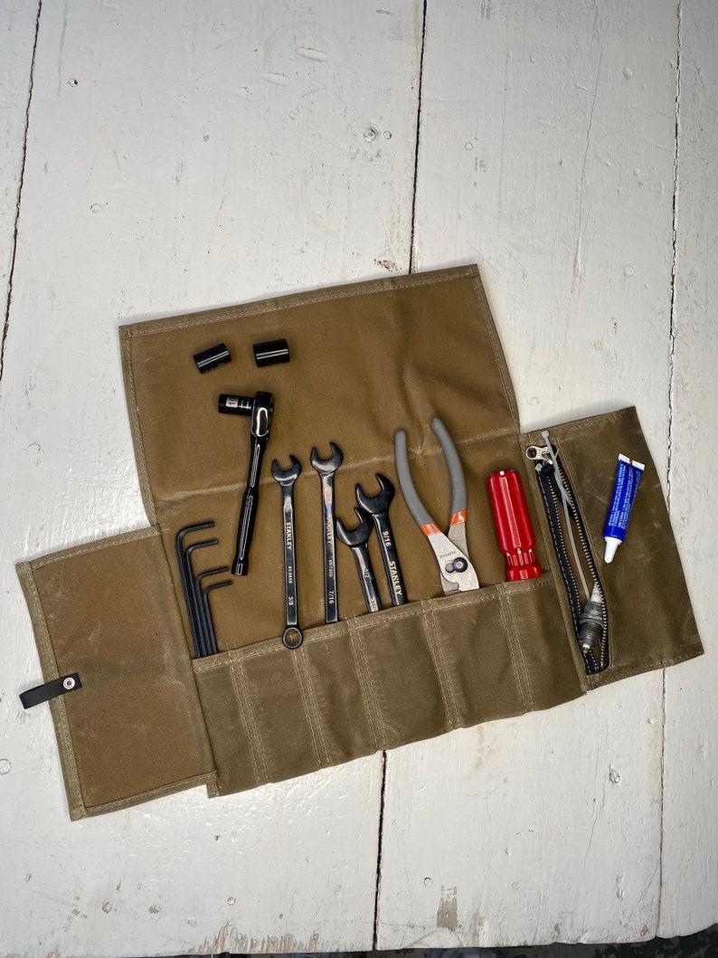 Tan Waxed Canvas Tool Bag/ Motorcycle Tool Roll - Etsy