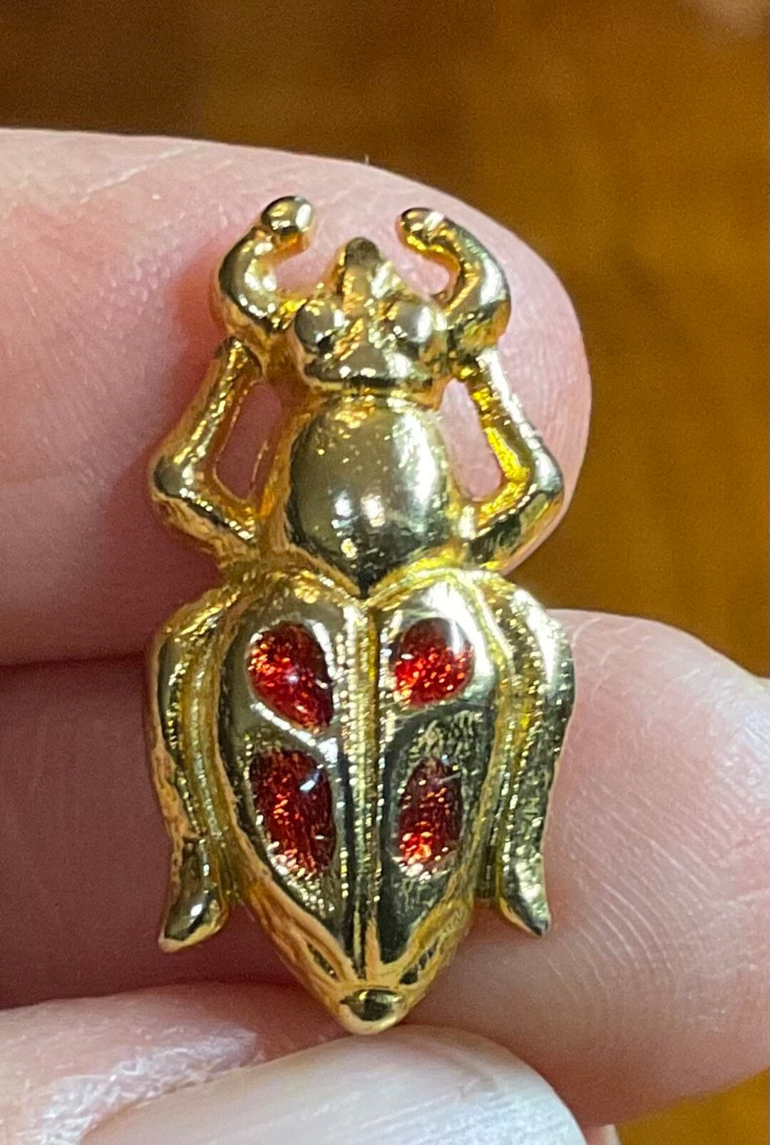 Red and Gold Beetle Buttons- Set of 4. 1 in Long - Etsy