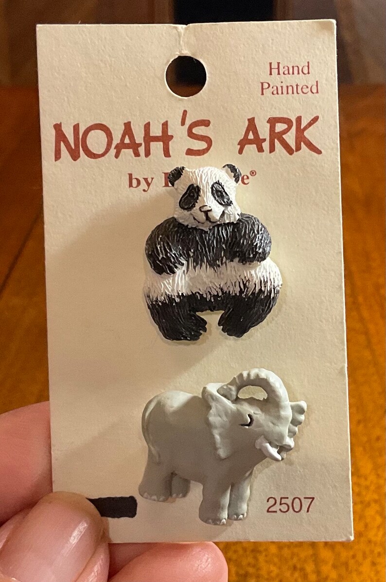 Noah’s Ark Hand Painted Buttons Elephant & Panda - Etsy
