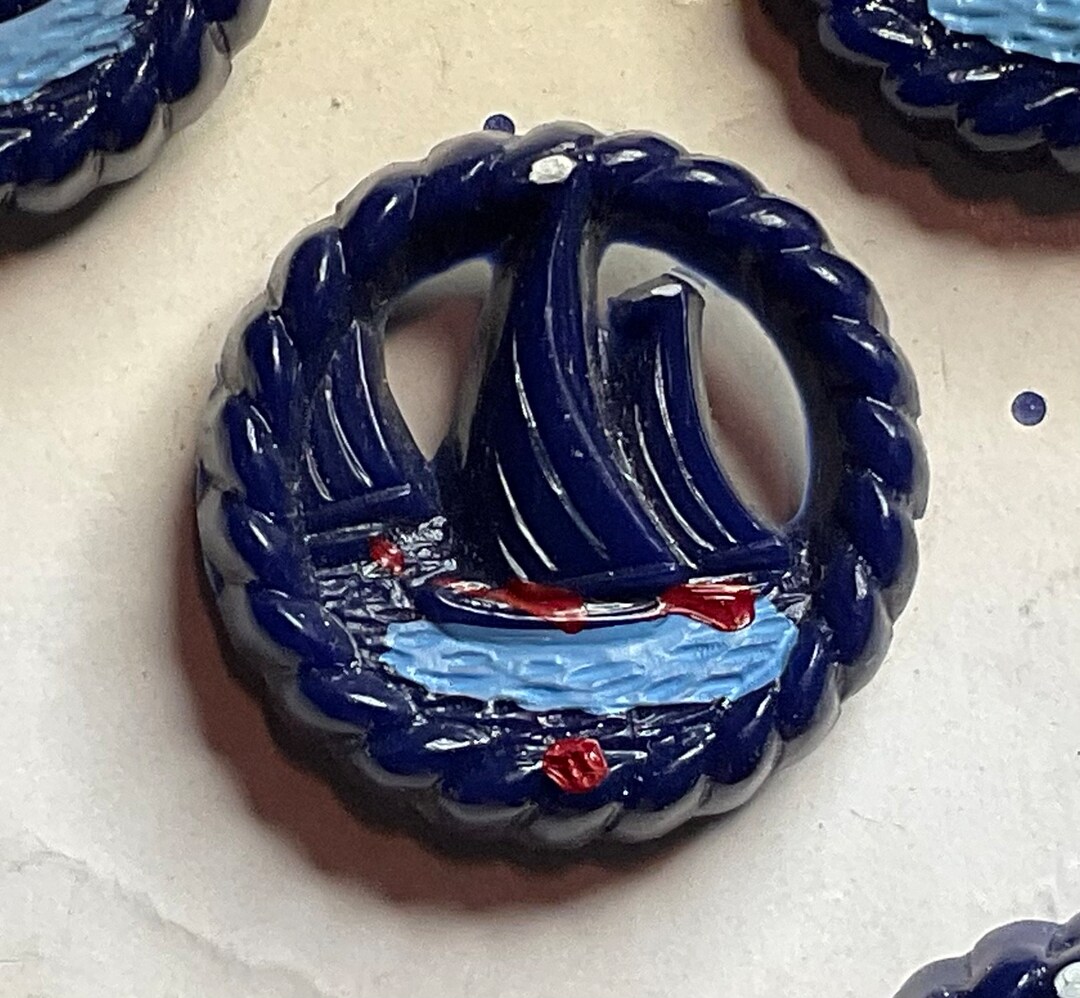 Vintage Sailboat Buttons, Set of 5. 3/4 In. - Etsy