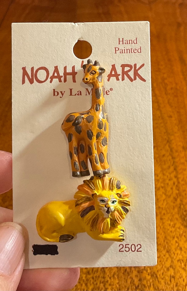 Noah’s Ark Hand Painted Buttons Giraffe & Lion - Etsy