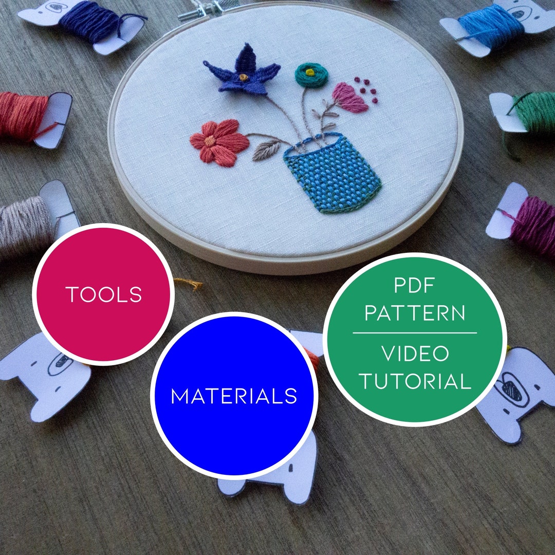 Embroidery Pattern + Video Tutorial + Materials + Tools | Design 001 ...