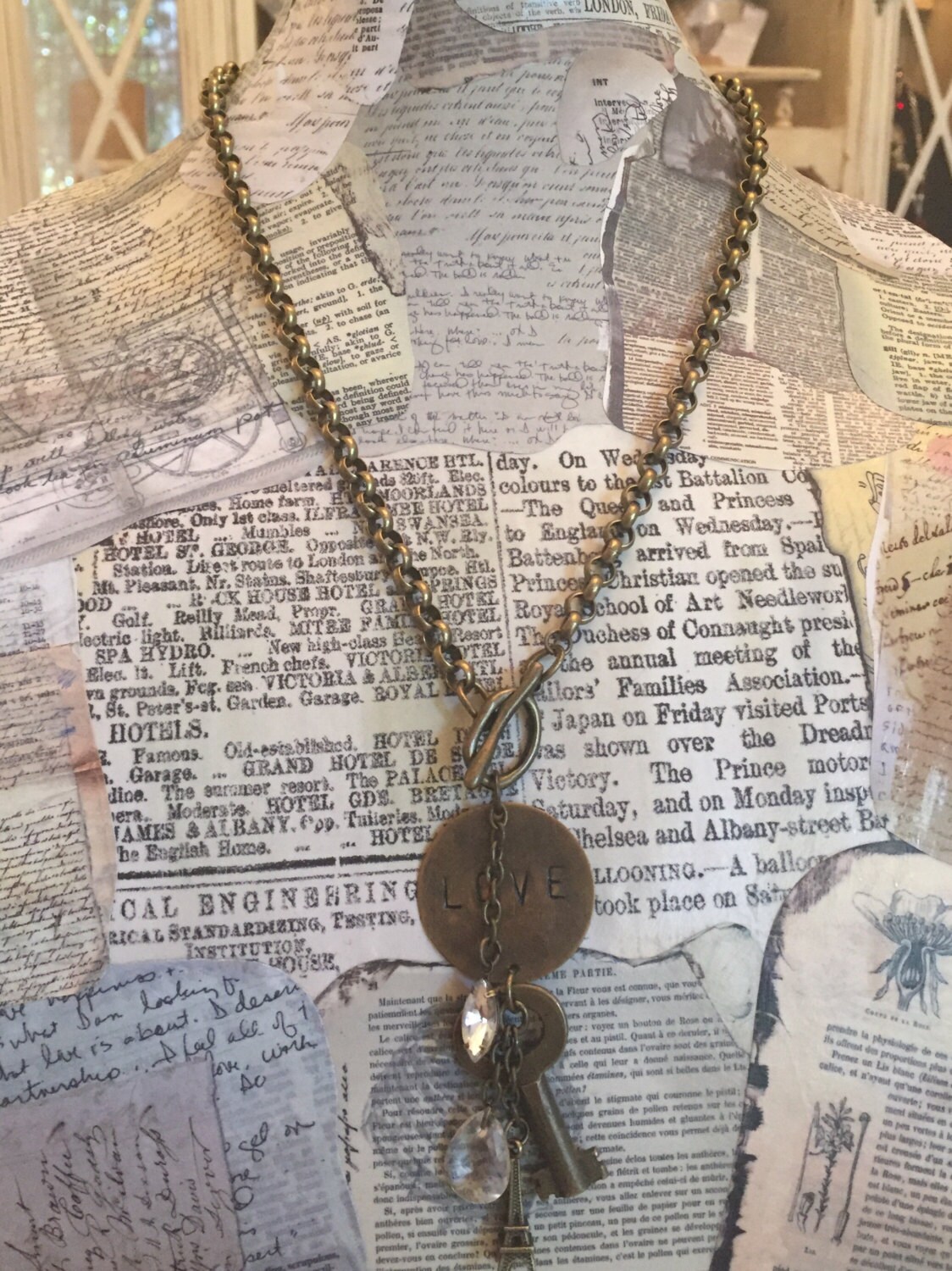 Steampunk Victorian Brass Chain 30 Inch Necklace. Includes a Vintage ...