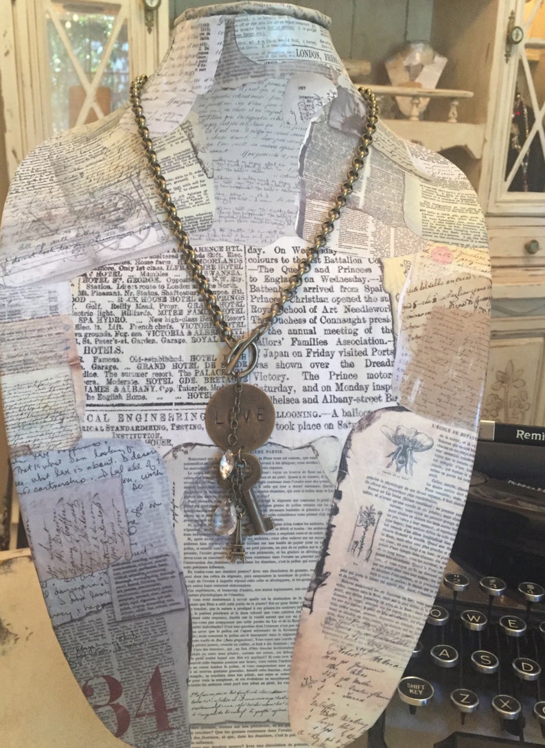 Steampunk Victorian Brass Chain 30 Inch Necklace. Includes a Vintage ...