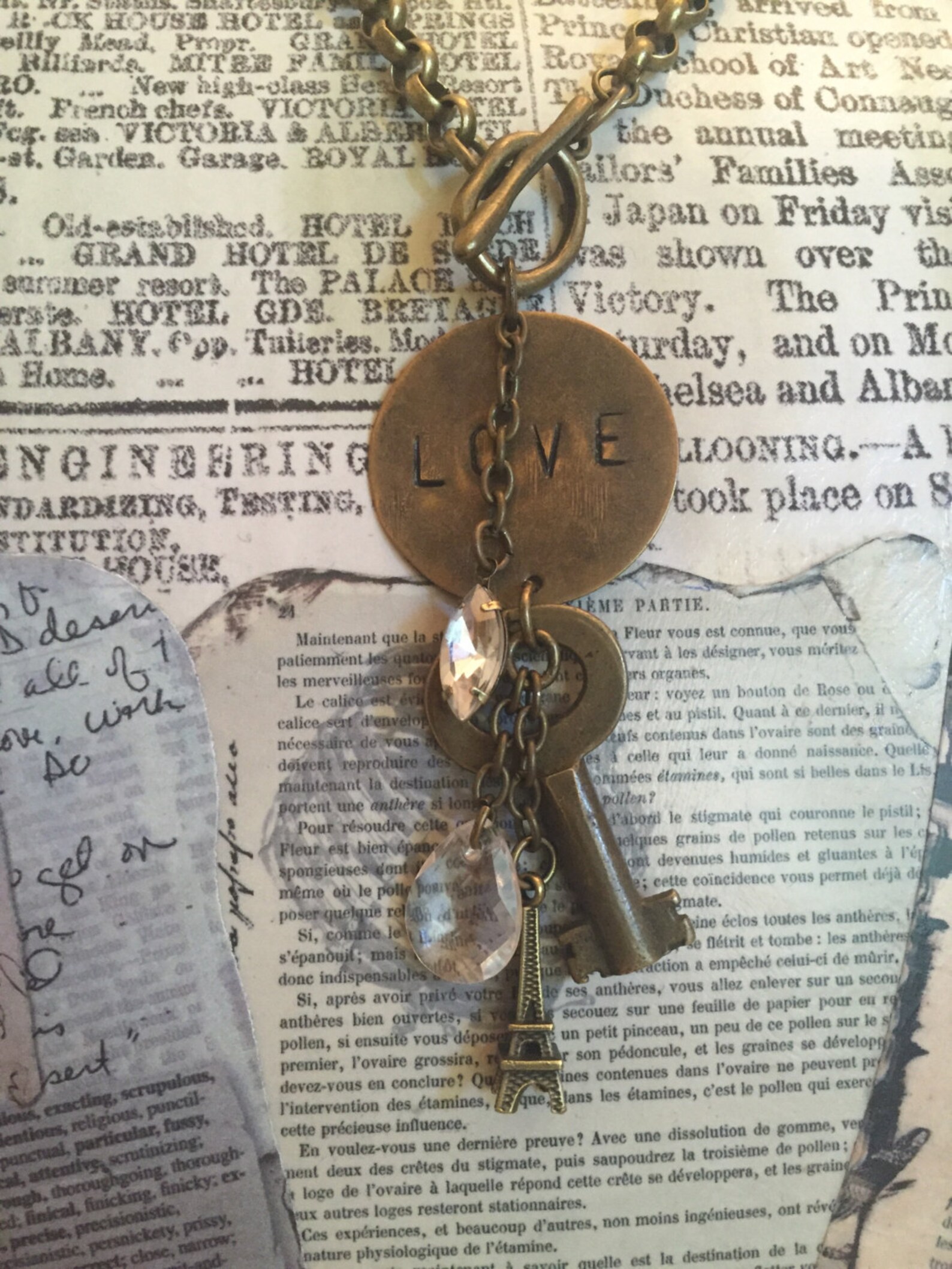 Steampunk Victorian Brass Chain 30 Inch Necklace. Includes a Vintage ...
