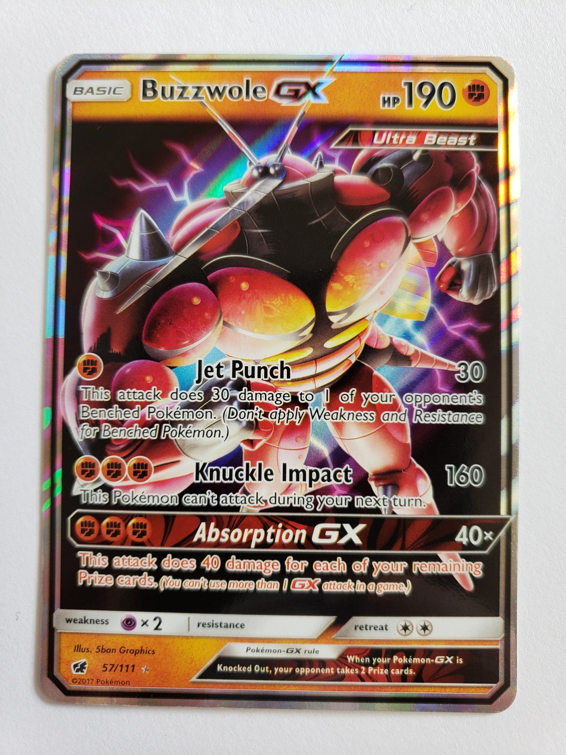 Buzzwole GX Pokemon Card 57/111 Sun and Moon Crimson Invasion | Etsy