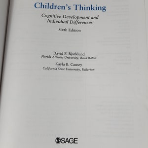 Children's Thinking Sixth Edition Text Book Cognitive Development ...