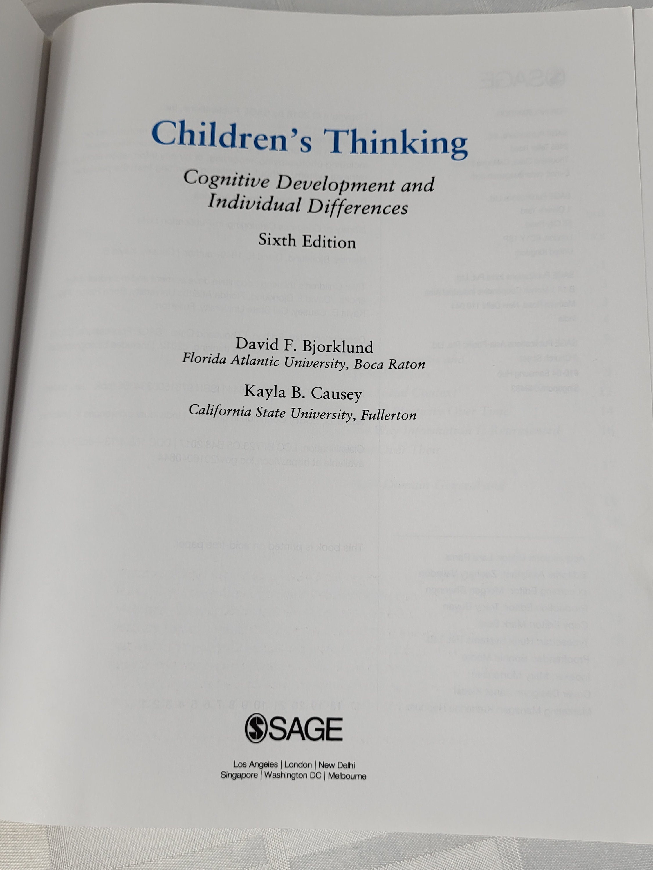 Children's Thinking Sixth Edition Text Book Cognitive Development ...