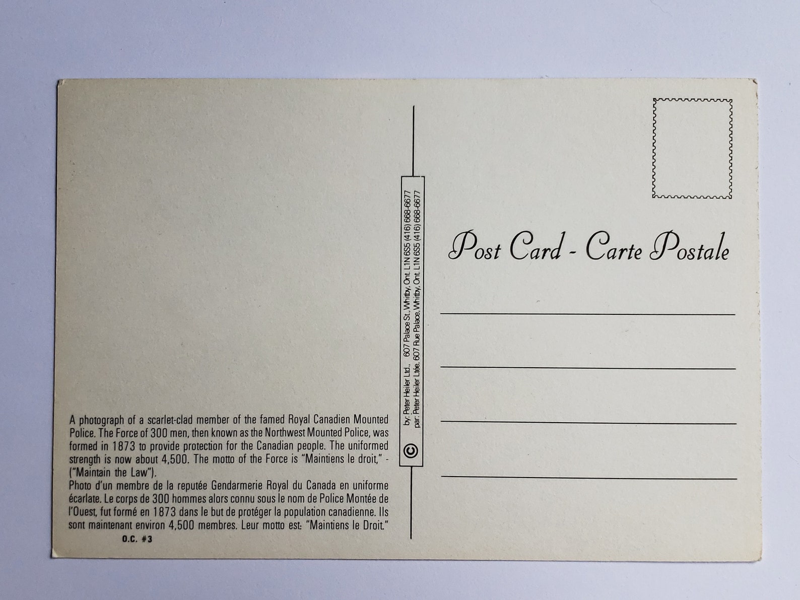 Royal Canadian Mounted Police Postcard Canada Vintage Police - Etsy