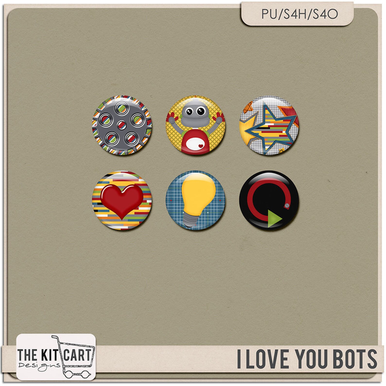 I Love You Bots Robot Valentine Digital Scrapbook Kit - Etsy