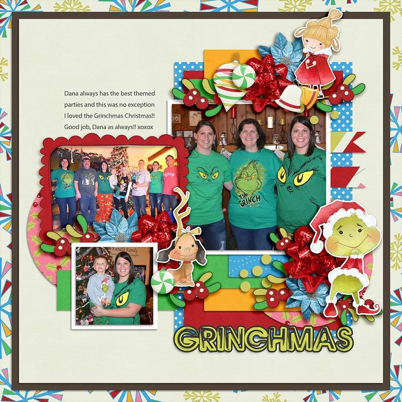 The Grinch Christmas Digital Scrapbook Kit Papers Elements - Etsy