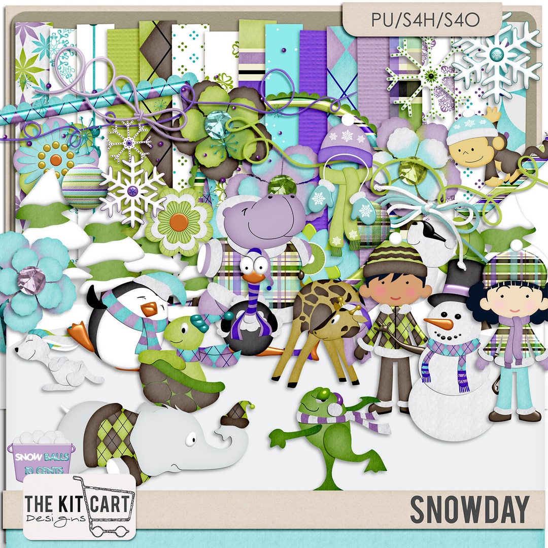 Snowday Winter Digital Scrapbook Kit - Etsy