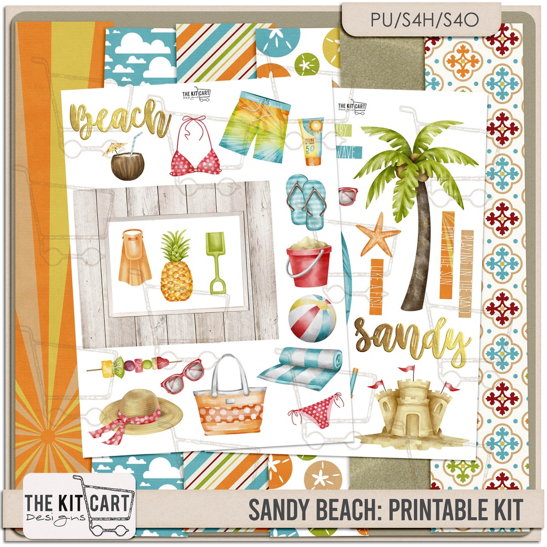 STORE CLOSING Printable Scrapbook and Card Making Kit Sandy Beaches ...