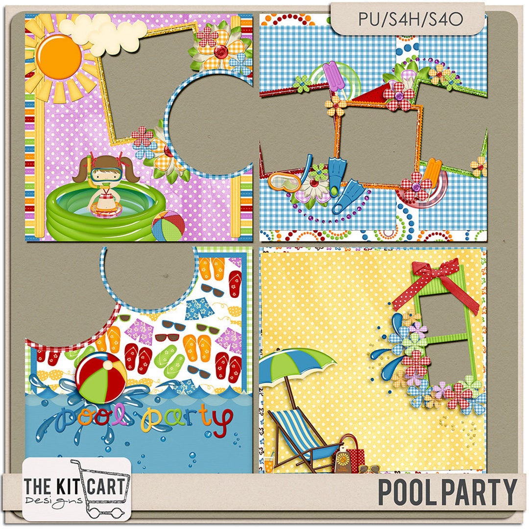 LAST Day 8/31 STORE CLOSING Pool Party Digital Scrapbook Quick Pages - Etsy
