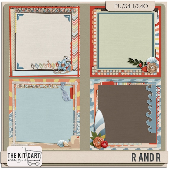 R and R Beach Digital Scrapbook Layered Papers | Etsy