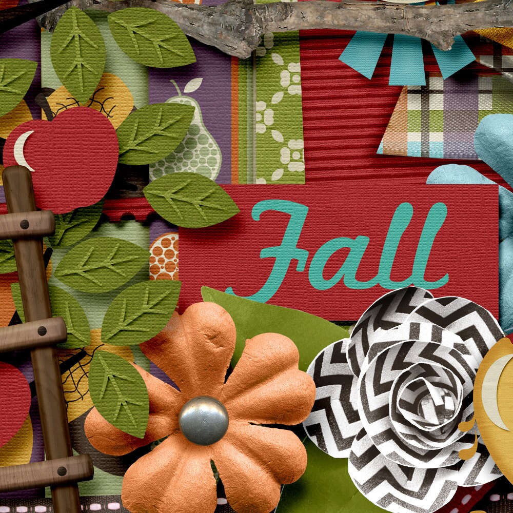 Fall Apple Harvest Pickings Digital Scrapbook Kit - Etsy
