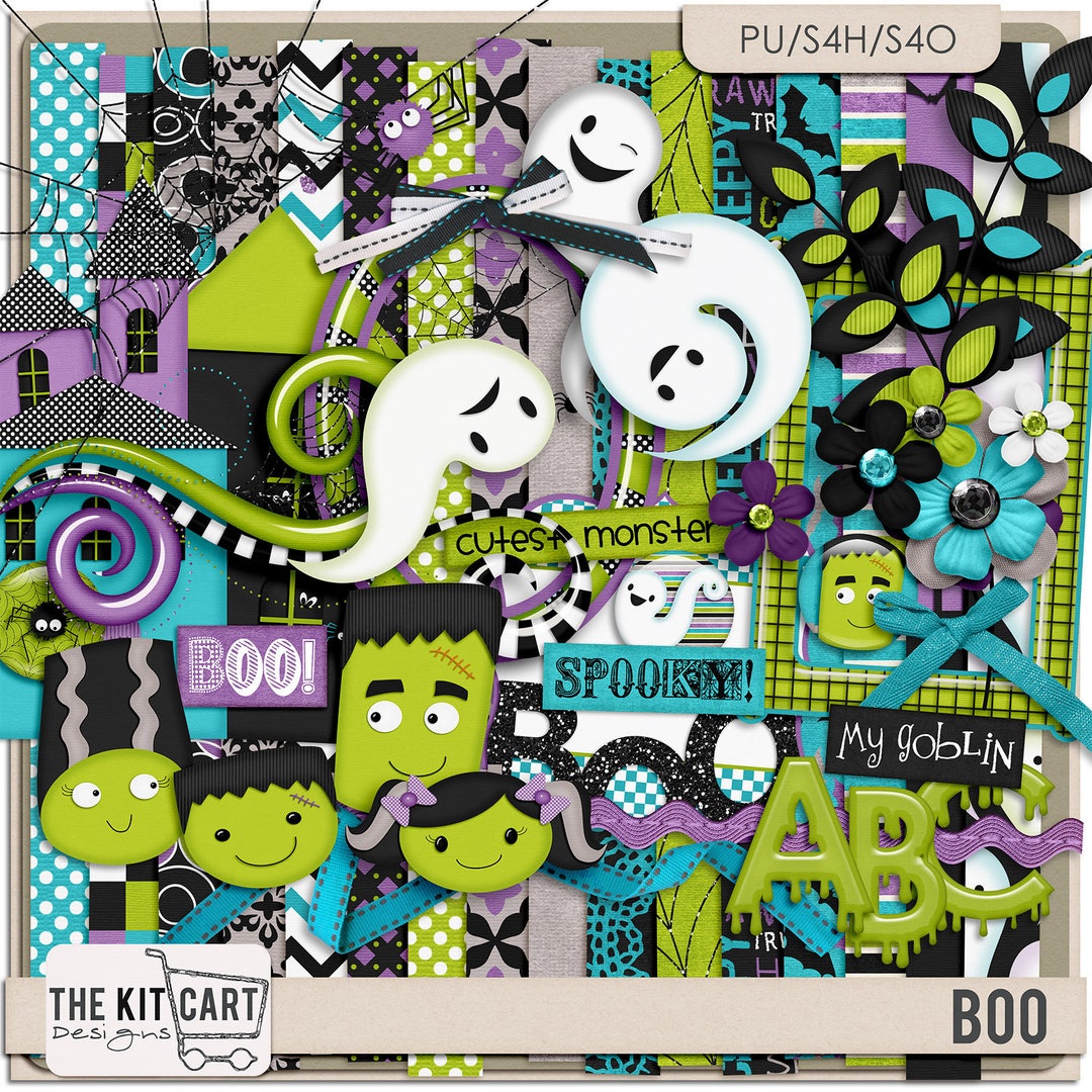 Boo Halloween Digital Scrapbook Kit - Etsy