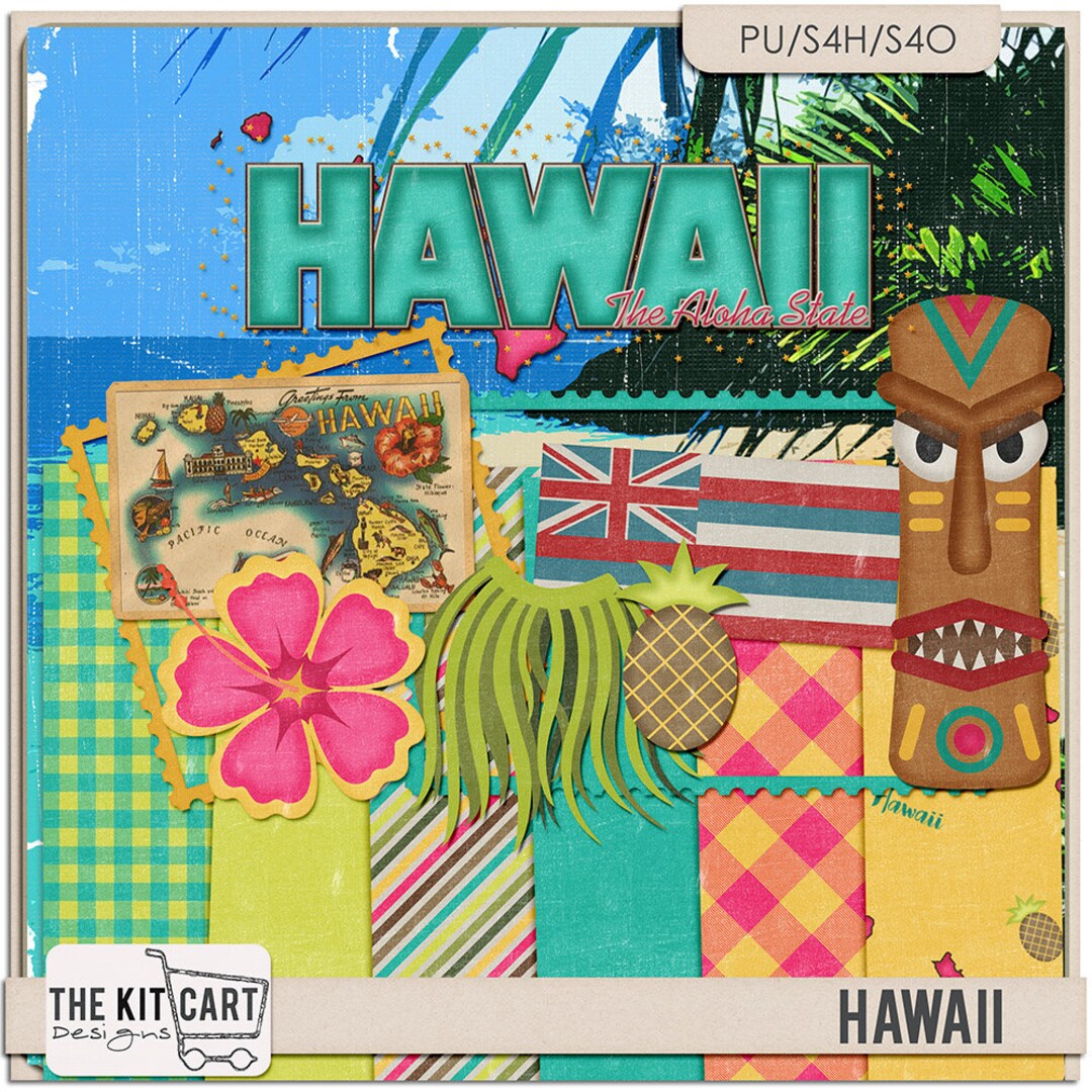 United States Hawaii Mini Digital Scrapbook Kit - Etsy